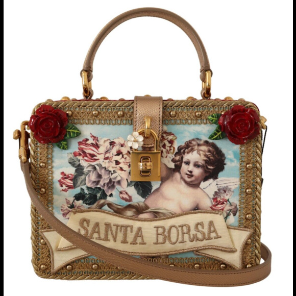 Dolce & Gabbana | Bags | Dolce Gabbana Red Roses Angel Gold Hand Box ...